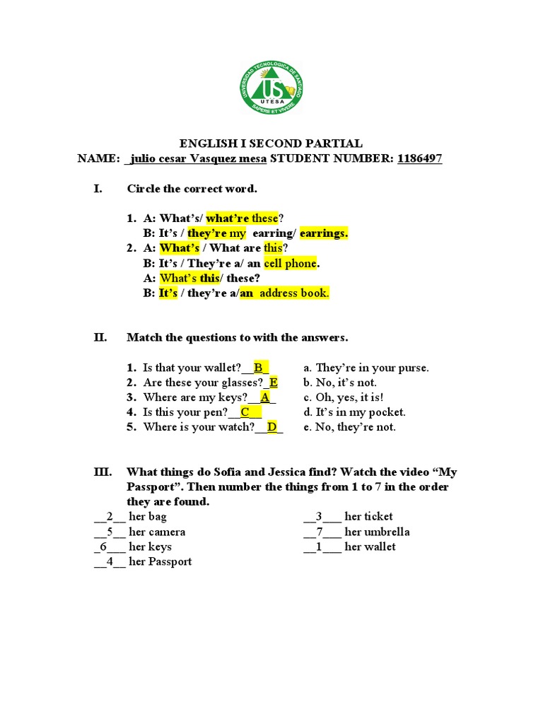 English I Second Partial | PDF