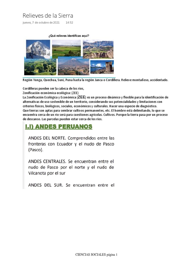 Relieves de La Sierra | PDF | Andes | Geografía Física
