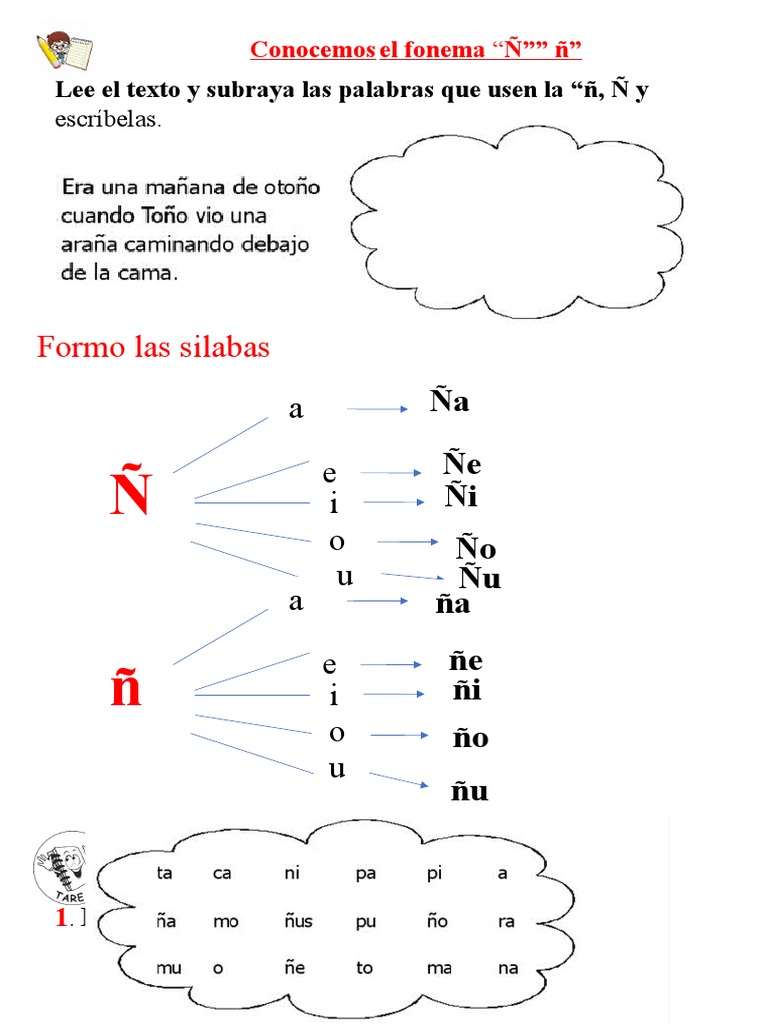 Actividades con la letra y sílaba ñ | PDF