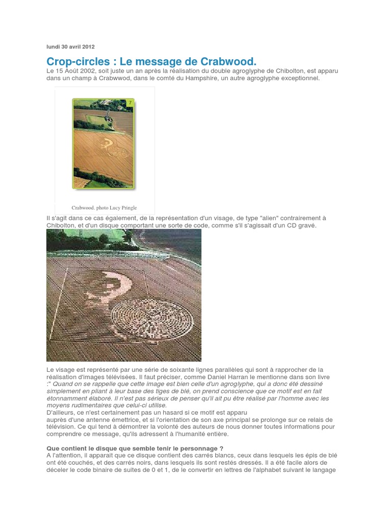 Message du Crop Circle de Crabwood | PDF | Histoire