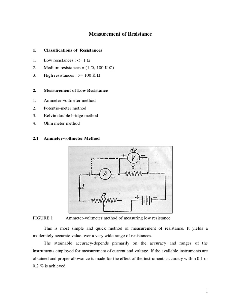 Measurement of Resistance | Download Free PDF | Electrical Resistance ...