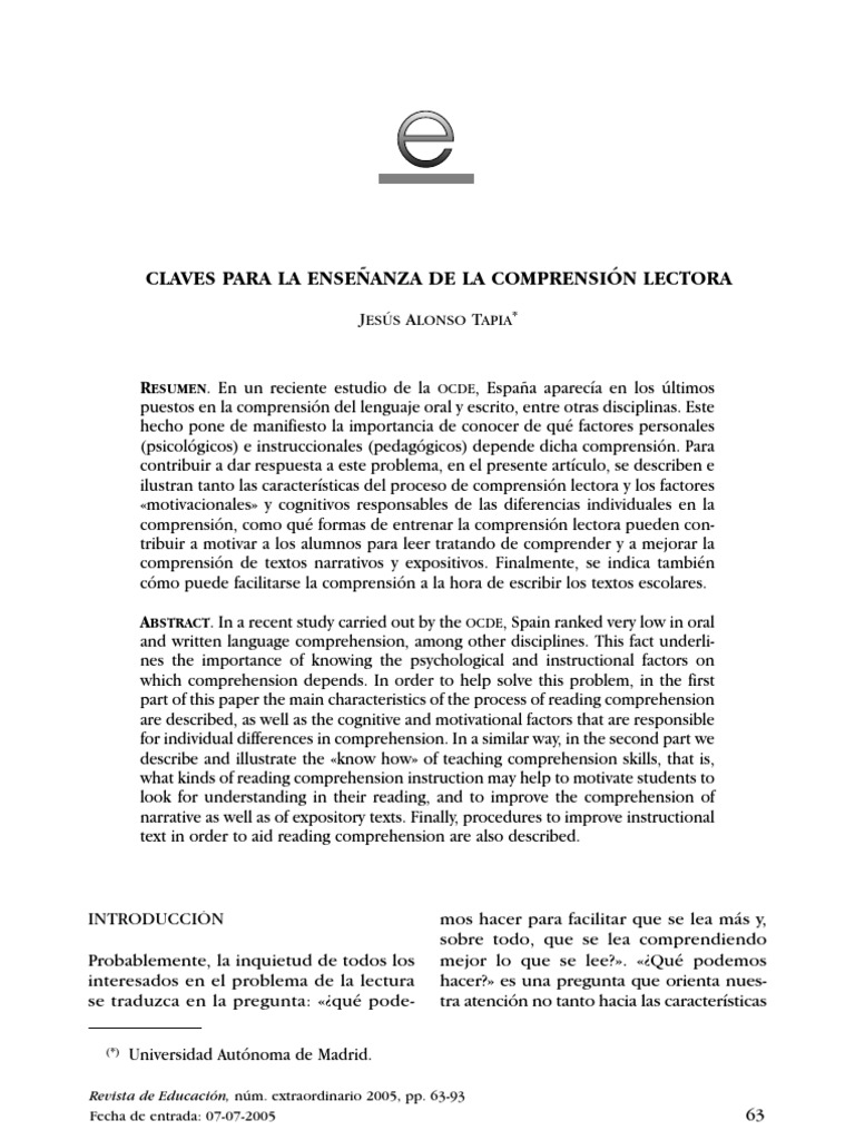Claves para La Enseñanza de La Comprensión Lectora | PDF | Oración ...