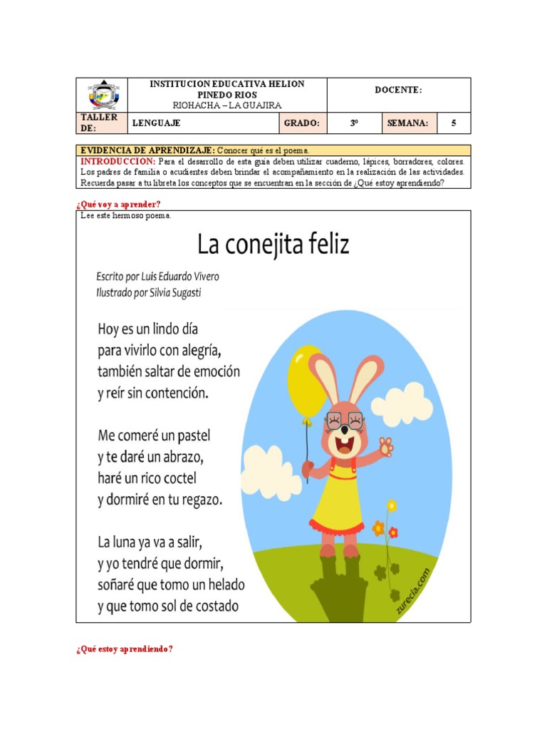 Talleres Escolares para 3° Grado | PDF | Poesía