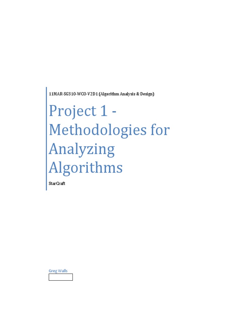 Project 1 - Methodologies For Analyzing Algorithms: 11MAR-SG310-WCO-V2D1 (Algorithm Analysis ...