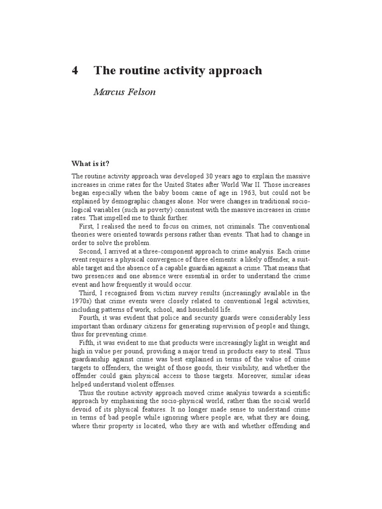 4 The Routine Activity Approach: Marcus Felson | PDF | Crimes | Crime ...