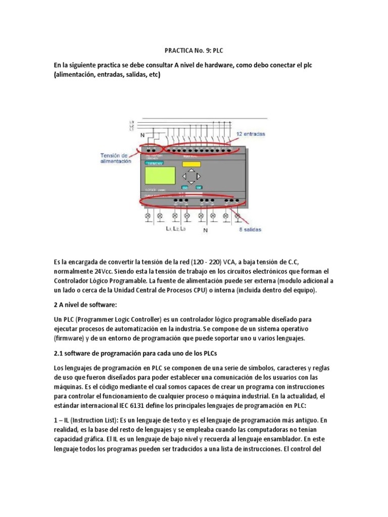 PRACTICA No9 PLC | PDF | Controlador lógico programable | Lenguaje de ...