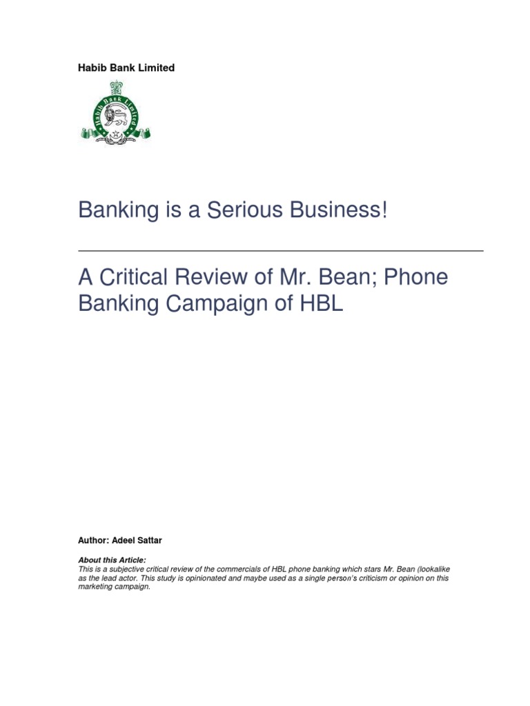 Advertising Critical Review of HBL MR Bean Campaign | PDF | Advertising ...