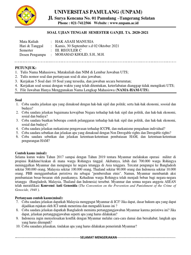UTS Hak Asasi Manusia UNPAM 2021 | PDF | Politik | Perjalanan