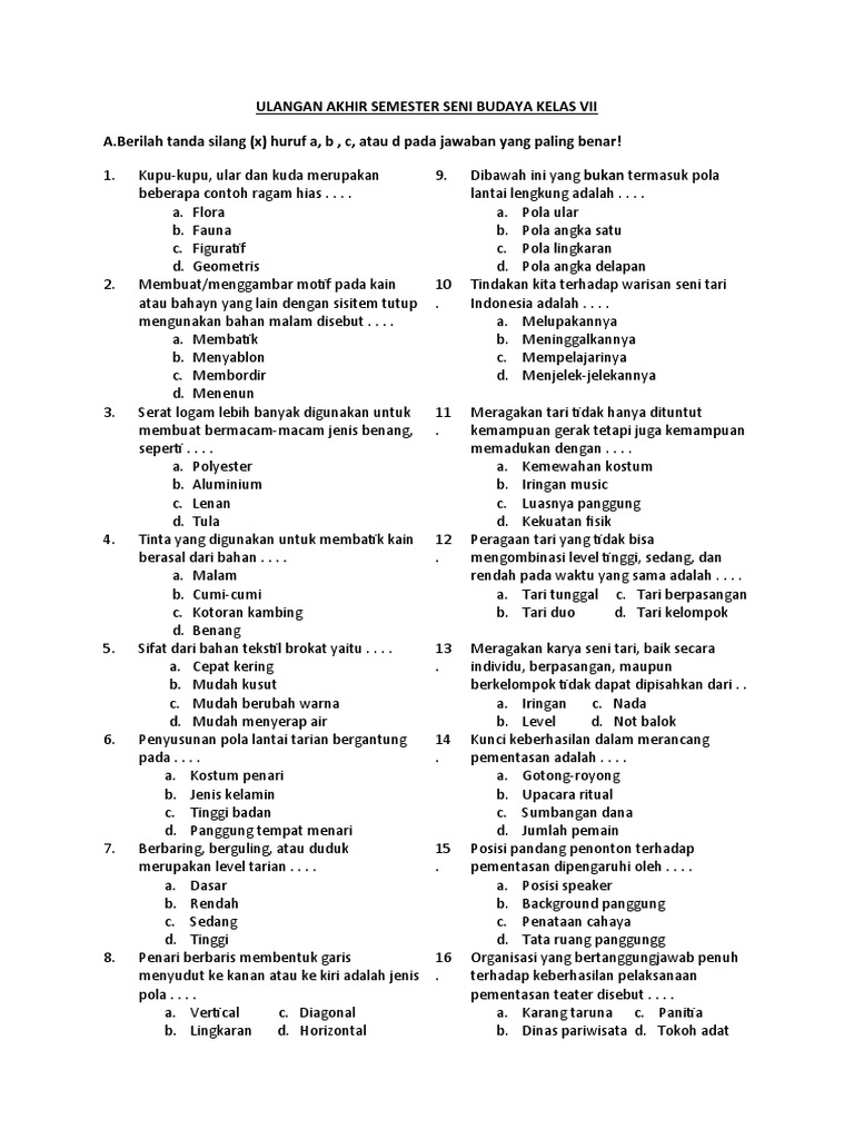 Kak Pujiiiiiiiiiiiiiiiiiiiiiiiiiiiiiiiiiii ULANGAN AKHIR SEMESTER SENI ...