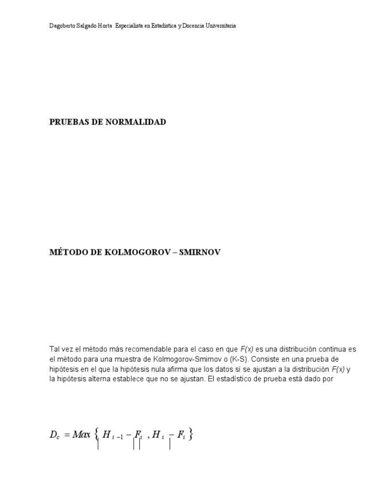 Pruebas de Normalidad | PDF | Estadísticas | Análisis estadístico