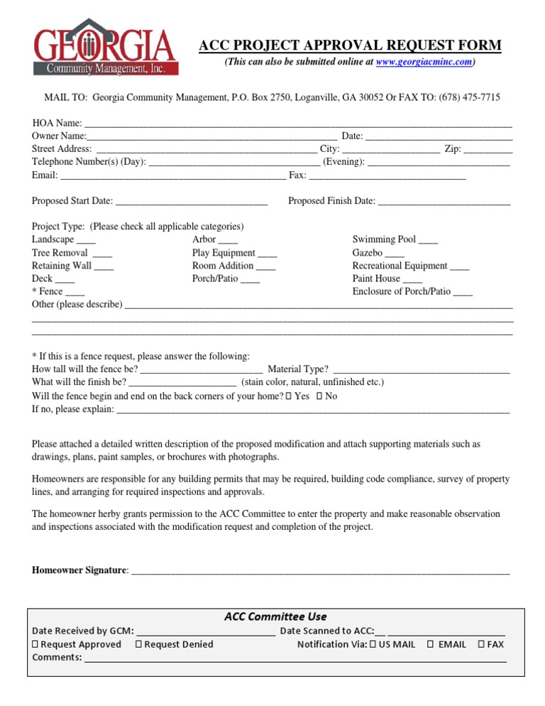 Acc Project Approval Request Form: (This Can Also Be Submitted Online ...