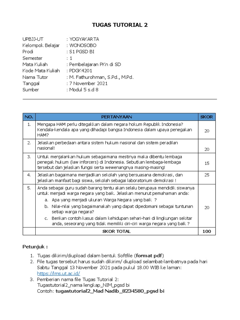 Tugas Tutorial 2 | PDF | Karier & Perkembangan