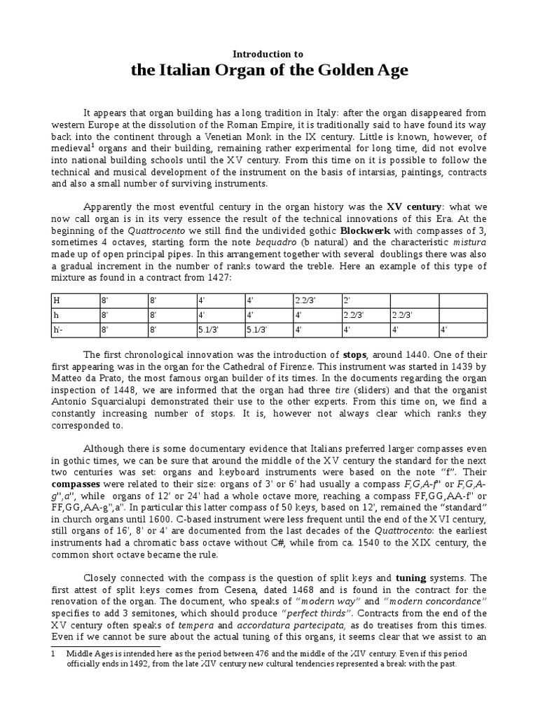 Introduction To The Early Italian Organ | PDF | Music Theory | Pitch ...