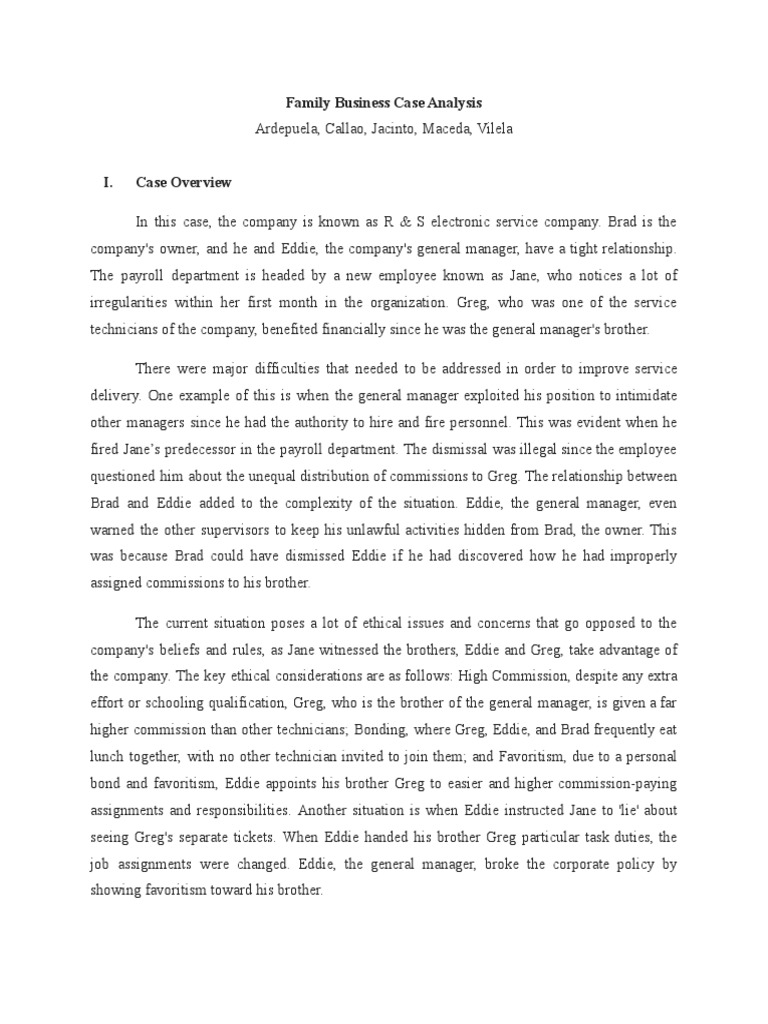 Family Business Case Analysis | PDF | Employment | Bias