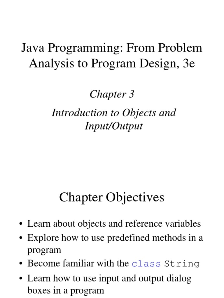 Java Programming From Problem Analysis To Program Design 3e Pdf