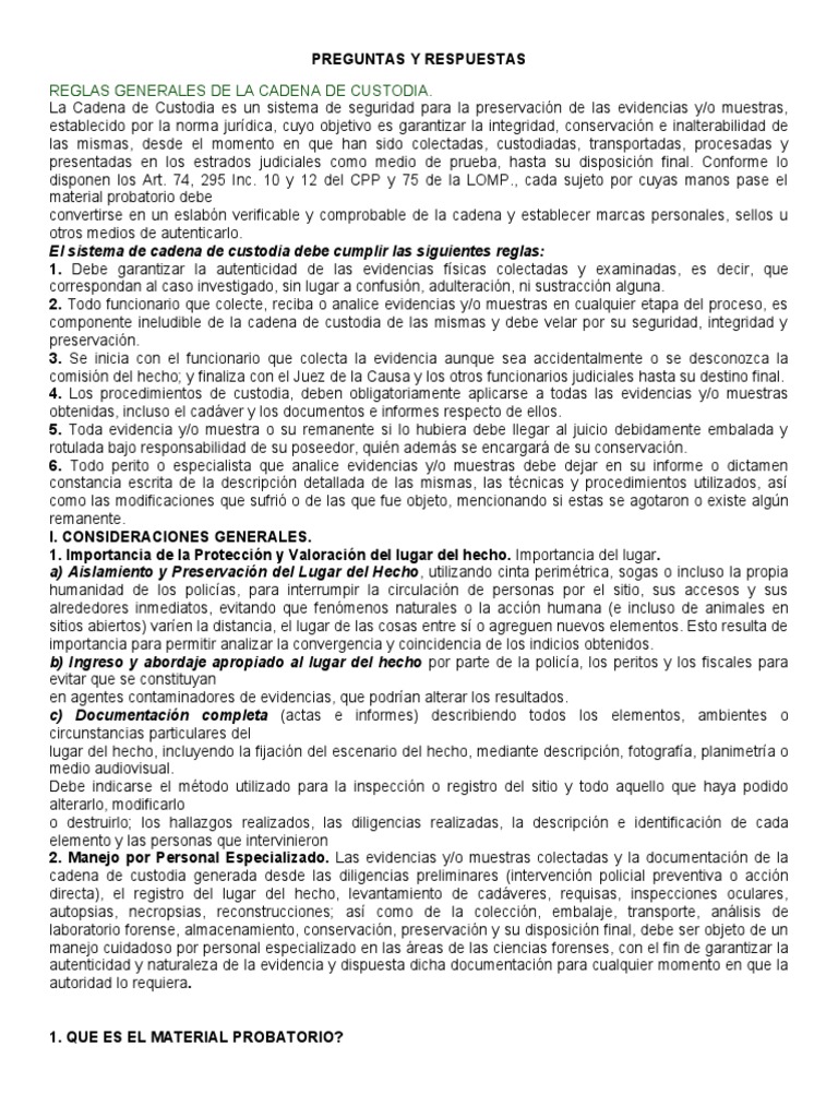 Banco de Preguntas Del Tema de Material Probatorio | PDF | Evidencia ...
