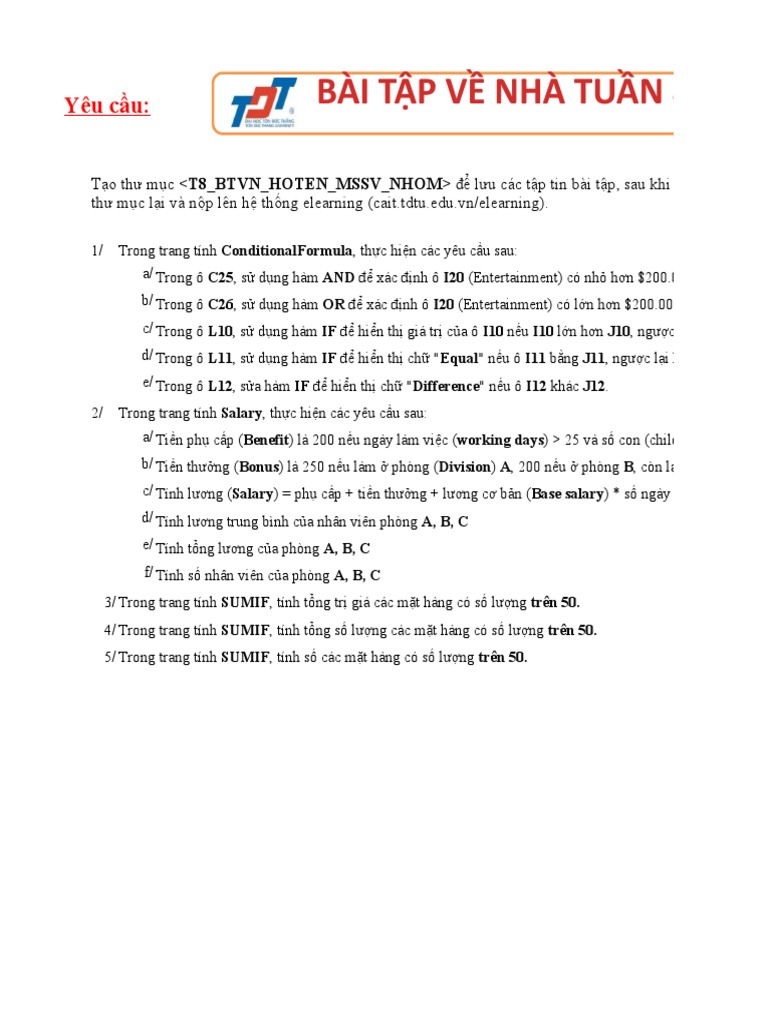 CLC BTVN Excel Tuan8 | PDF
