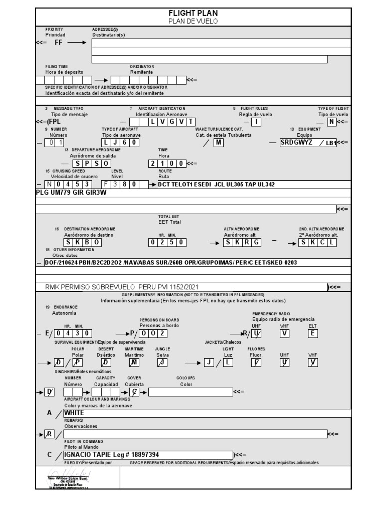 FPL LVGVT Spso-Skbo 210624 | PDF | Operación del vehículo | Aviación