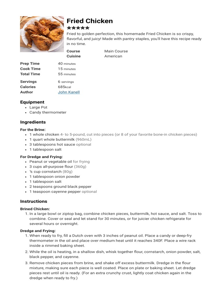 Fried Chicken - Preppy Kitchen | PDF | Fat | Diet & Nutrition