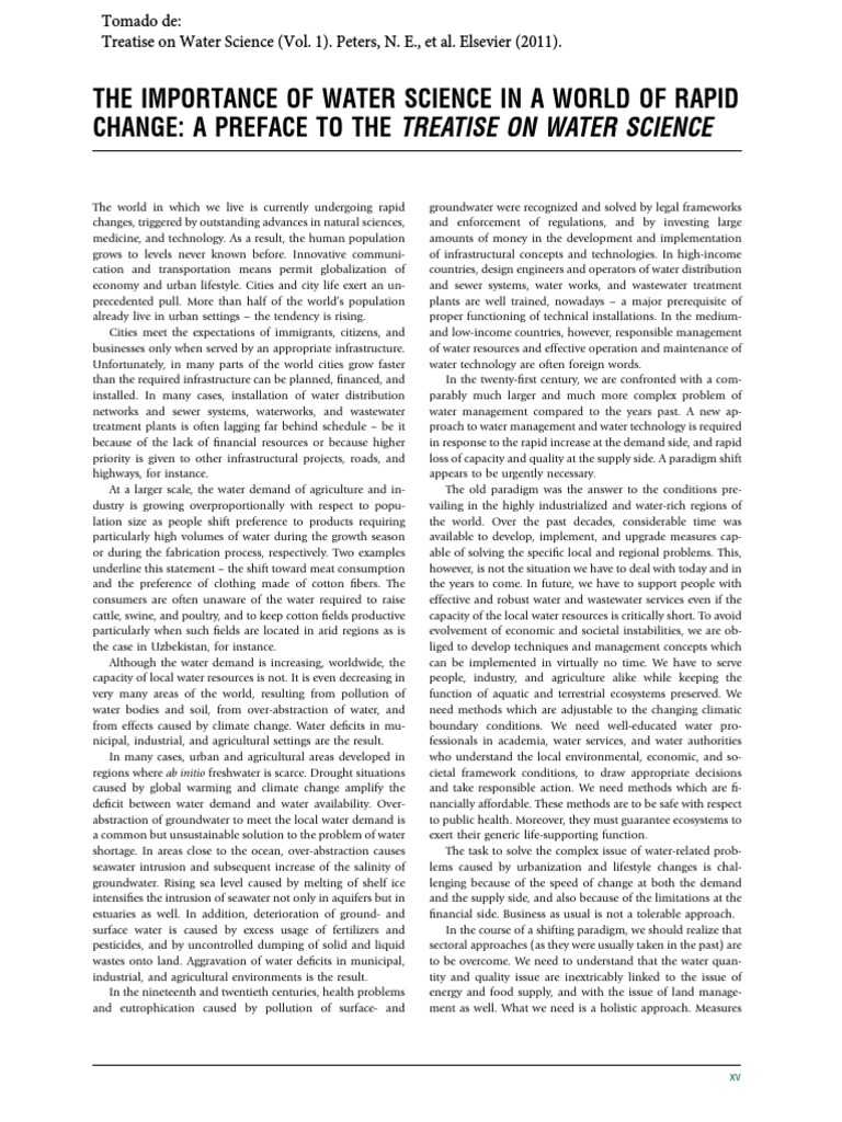 Lectura 1 The Importance of Water Science | PDF | Water | Groundwater