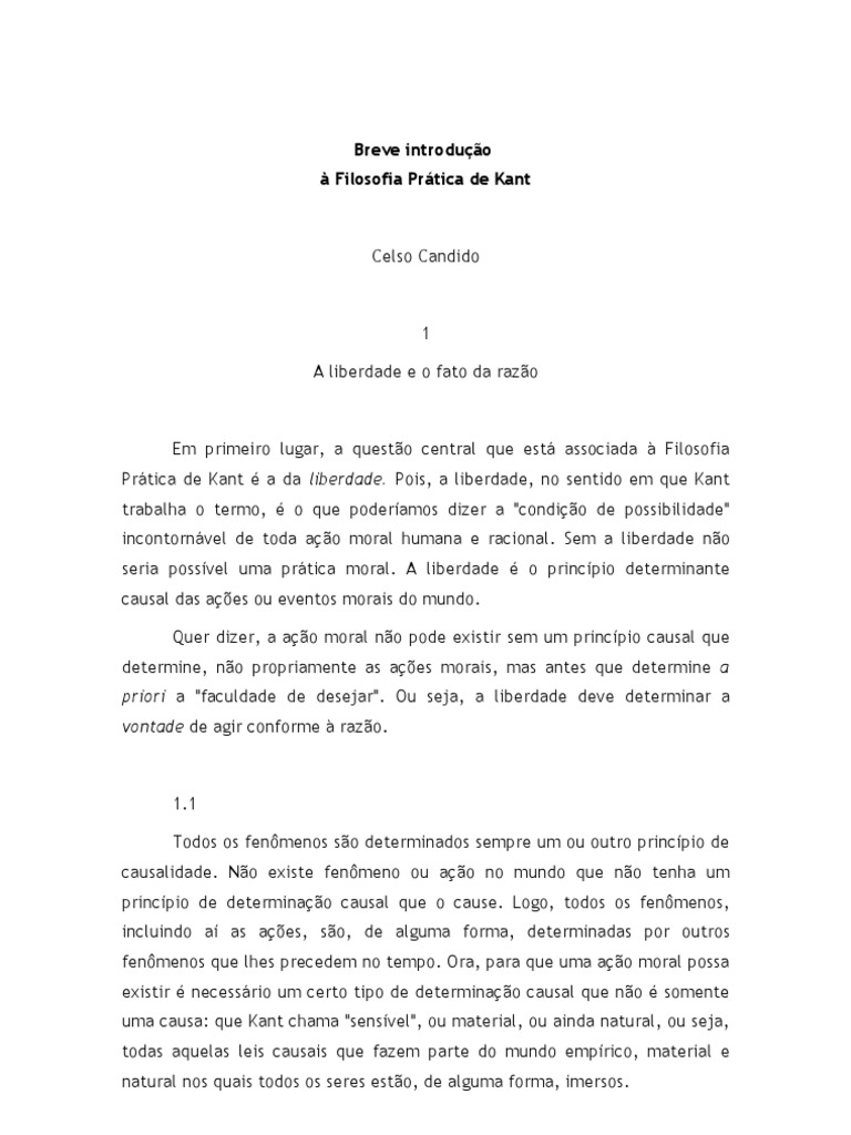 Kant e O Imperativo Cat Ego Rico | PDF | Liberdade | Immanuel Kant