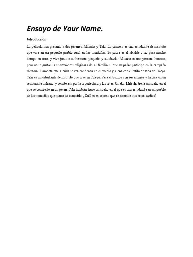 Ensayo de Your Name.1 | PDF
