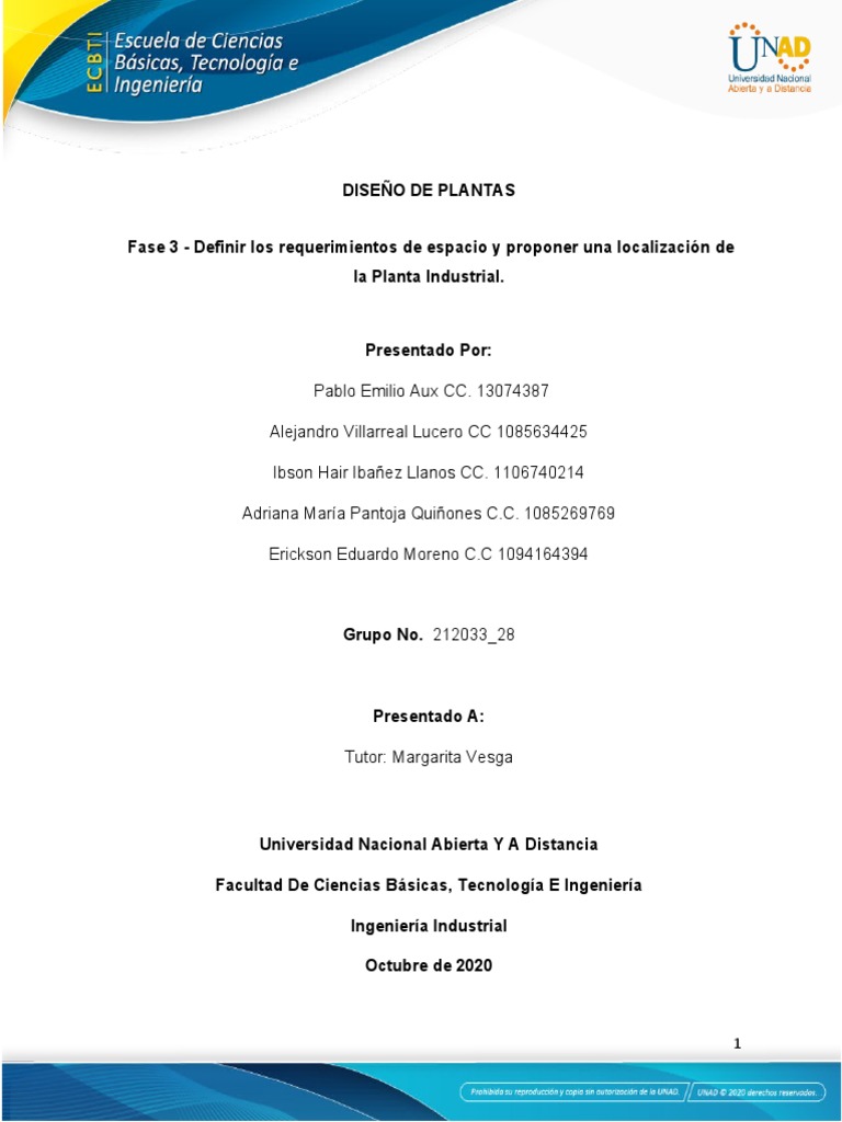 Fase 3 - Definir Los Requerimientos de Espacio y Proponer Una Localización de La Planta ...
