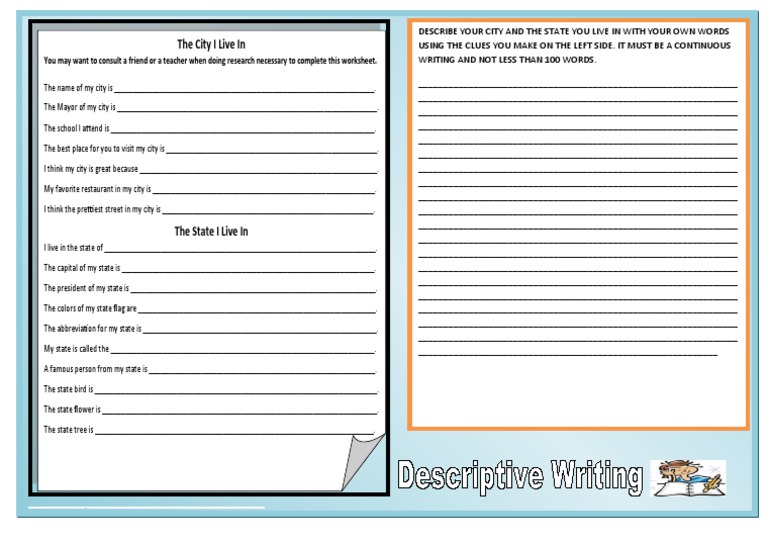 Describe Your City and State Worksheet | PDF