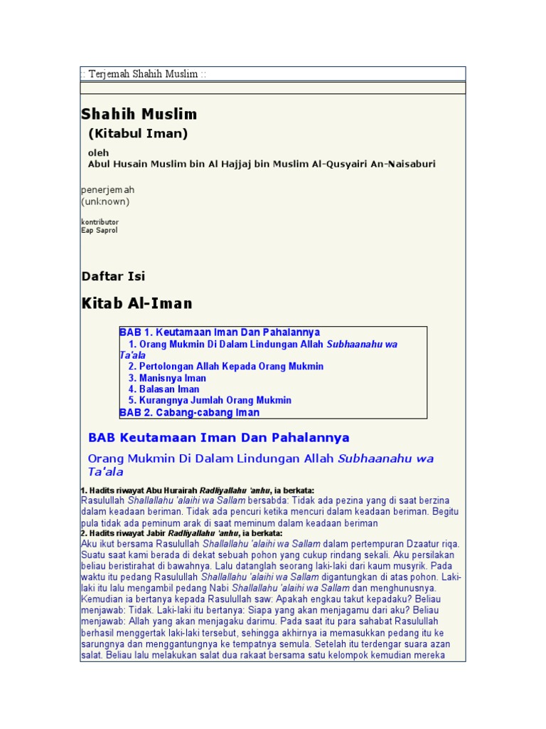 Terjemah Shahih Muslim | PDF