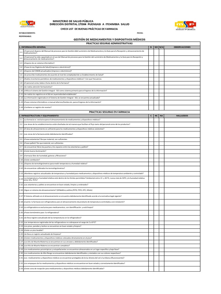 02 Check List Farmacias | PDF | Farmacia | Medicamentos con receta