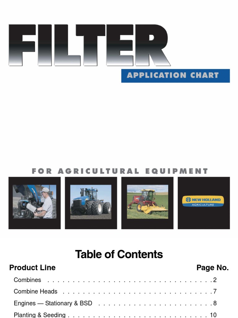 NH Filter Wall Chart 1-10-08 | PDF | Tractor | Loader (Equipment)