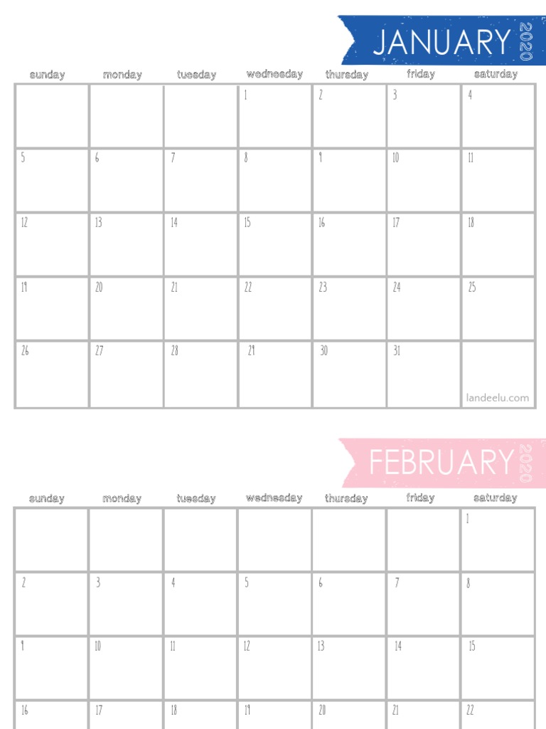 2020 Free Printable Calendar Horizontal | PDF