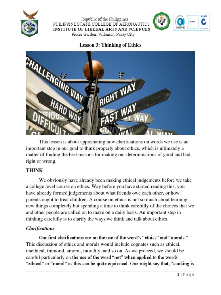 Module I Lessons 3 5 Ethics | PDF | Morality | Reason