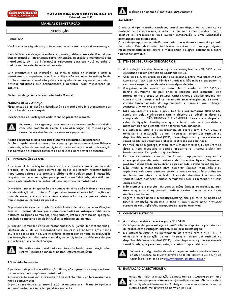 Manual Bcs s1 | PDF | Motores