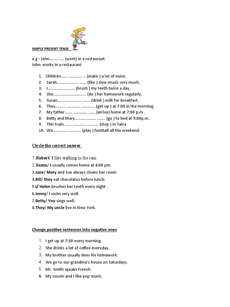 Simple Present Tense Worksheet | PDF