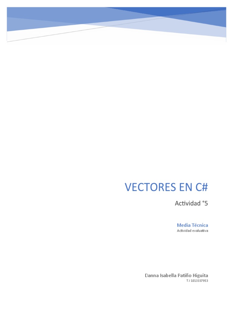 Sumas y Restas de Vectores en C# | PDF | C Sharp (lenguaje de ...