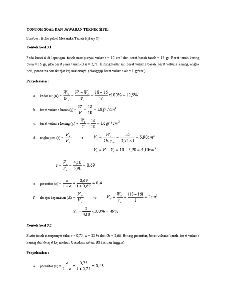 Contoh Soal Dan Jawaban Teknik Sipil | PDF