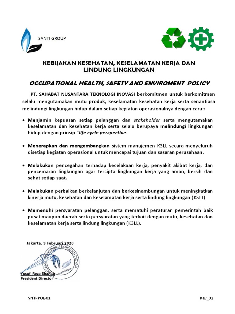 Kebijakan K3LL Rev - 01 | PDF