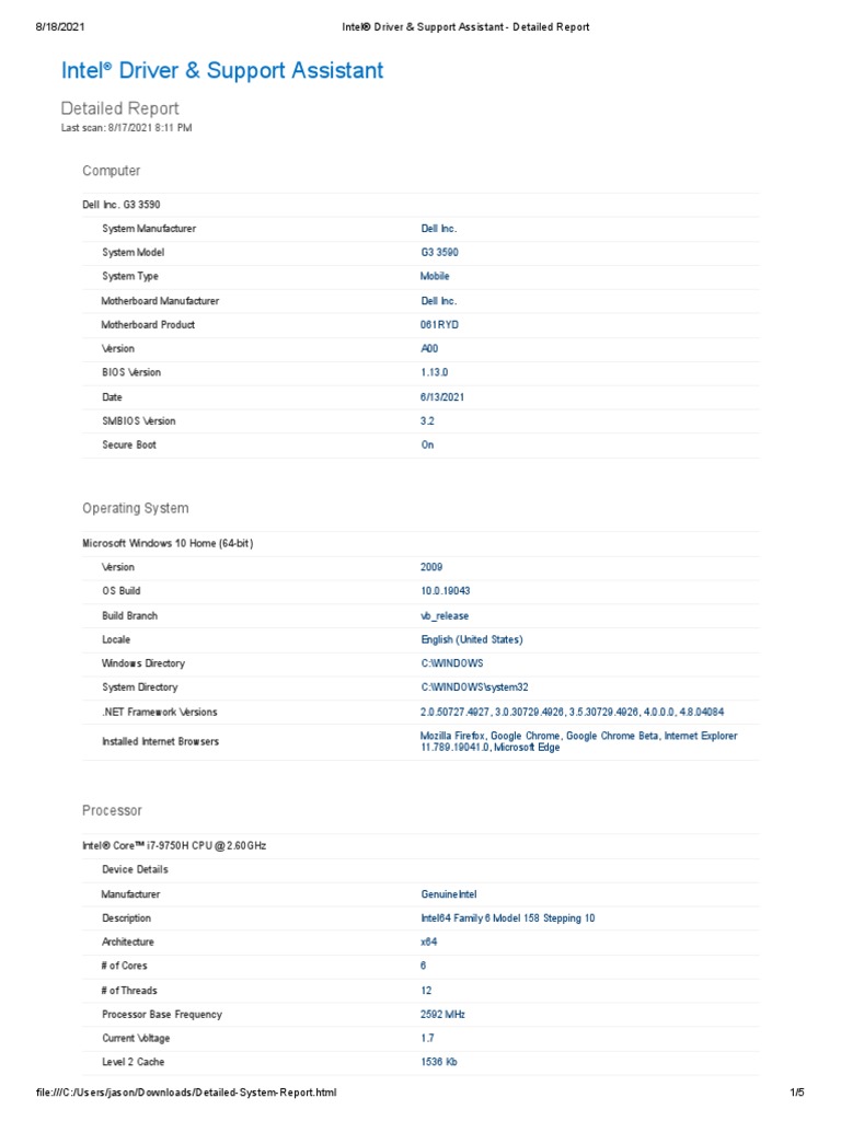 Intel® Driver & Support Assistant - Detailed Report | PDF | Computing ...