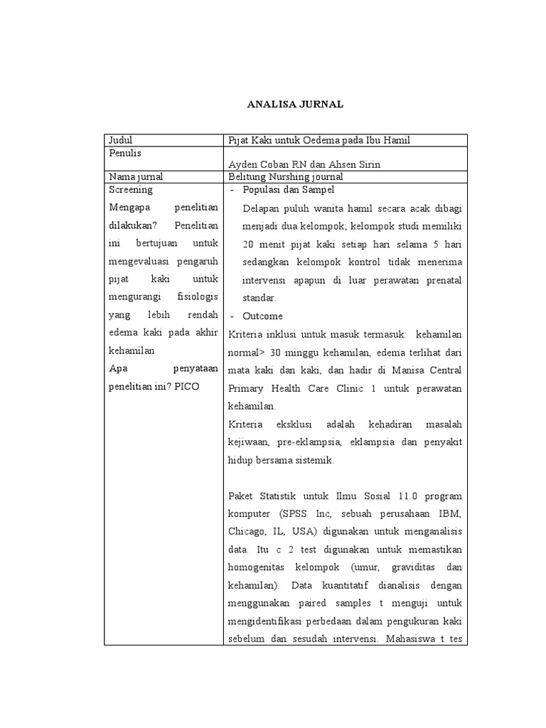 Contoh Analisa Jurnal Pico | PDF