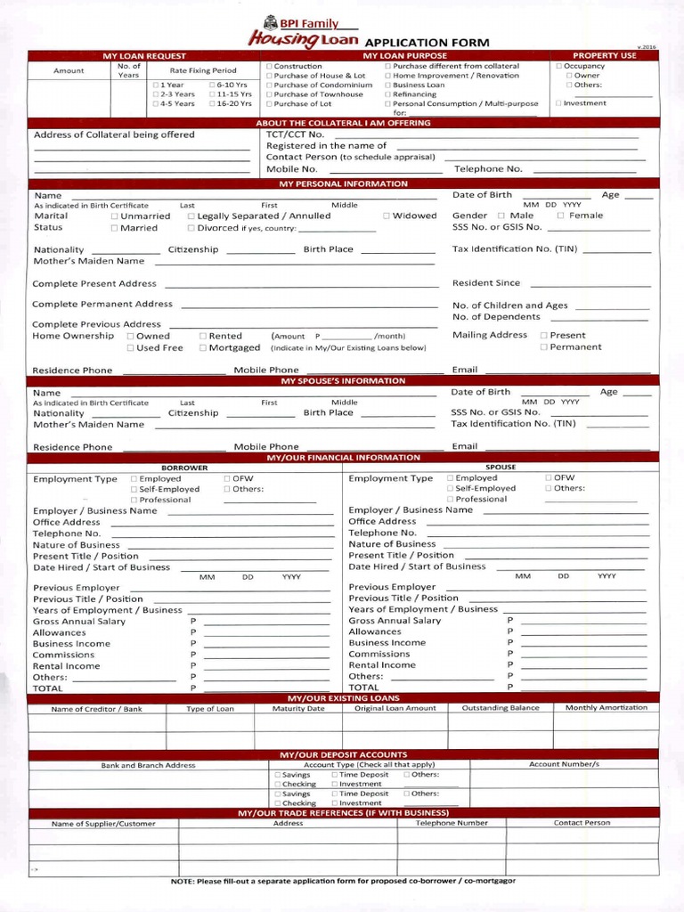 BPI Loan Application Form Guide | PDF | Banks | Credit Bureau
