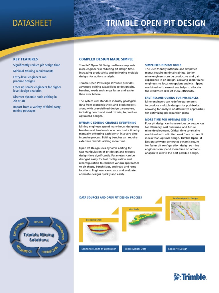 Trimble Open Pit Design Datasheet | PDF | Mining | Design