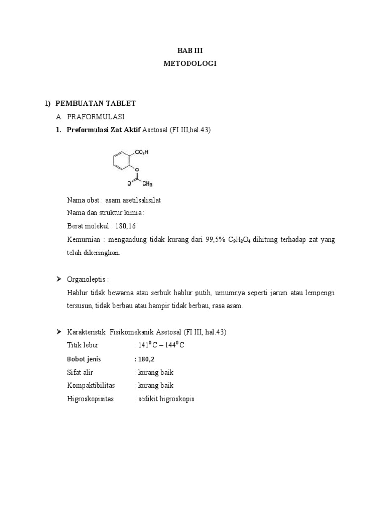 Bab Iii Asetosal | PDF