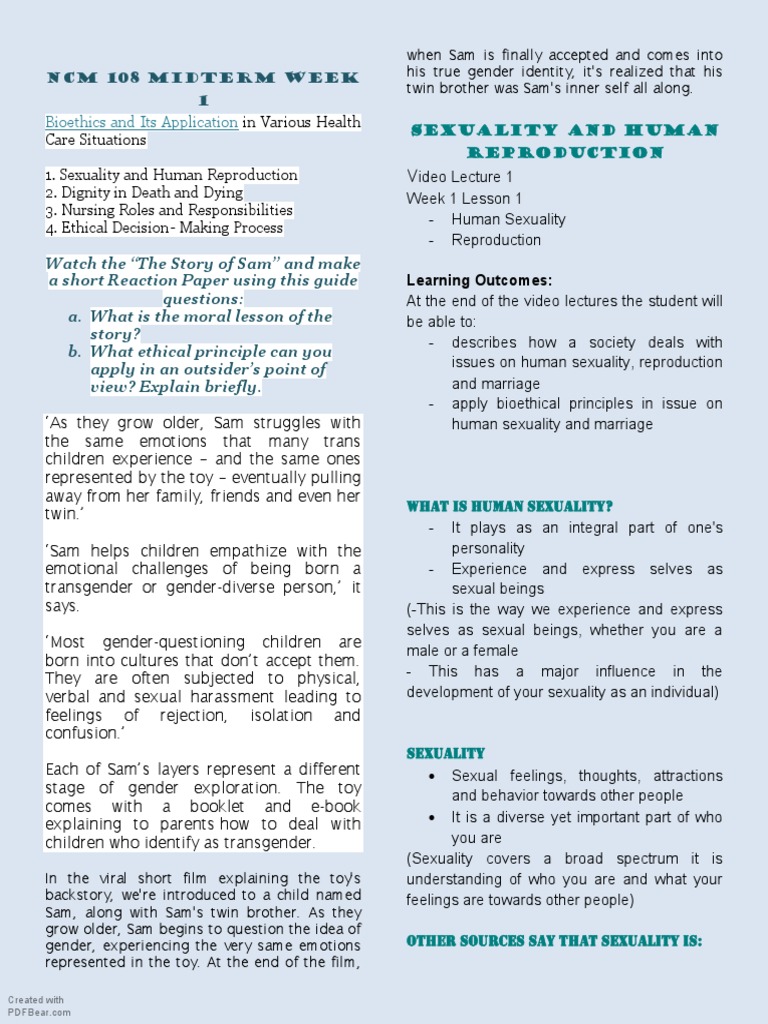 Bioethics and Its Application: NCM 108 Midterm Week 1 | PDF | Human ...