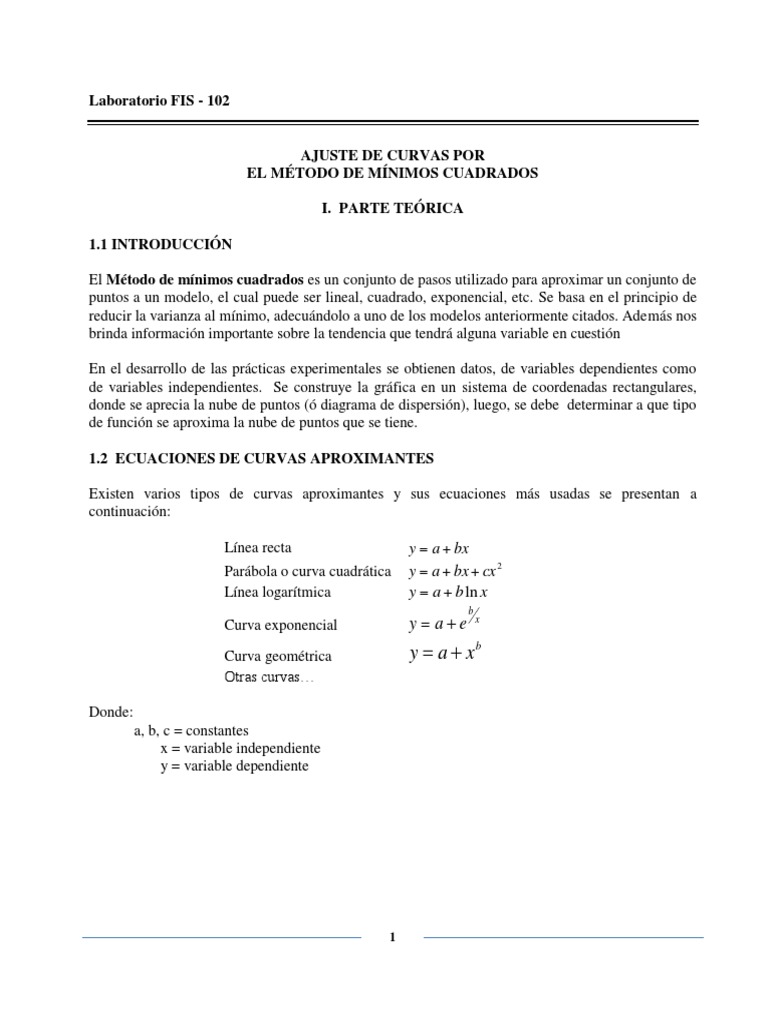 TEXTO GUÍA Tema Ajuste de Curvas | PDF | Mínimos cuadrados | Ecuaciones