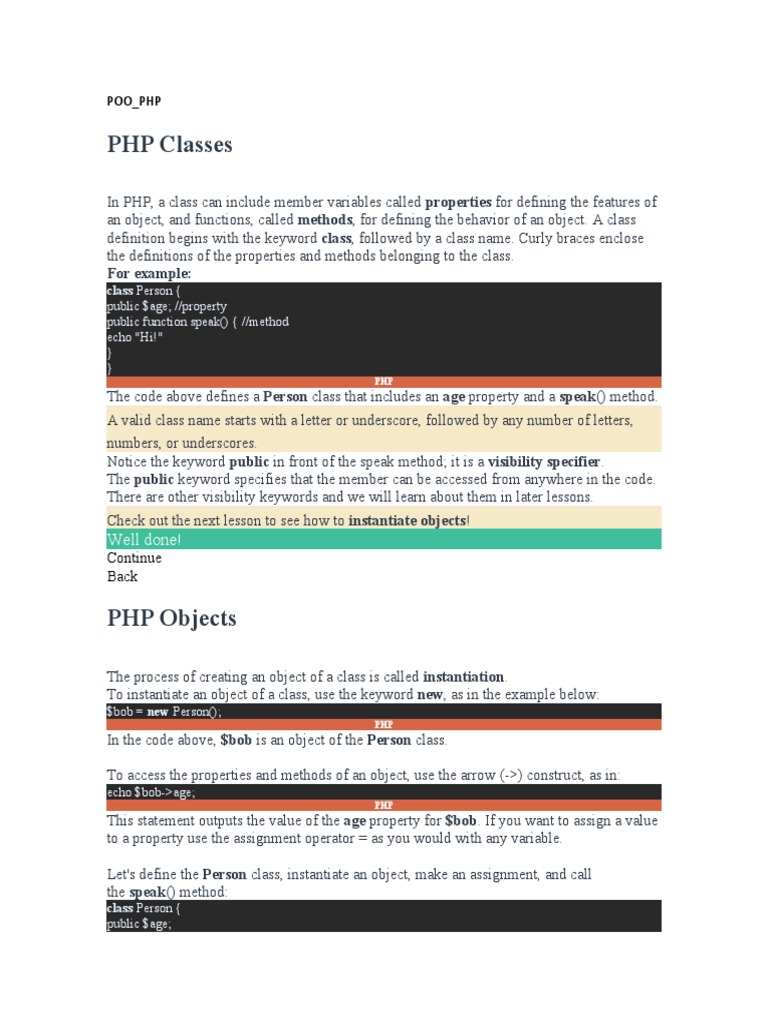 Php Classes For Example Pdf Class Computer Programming Method 2090