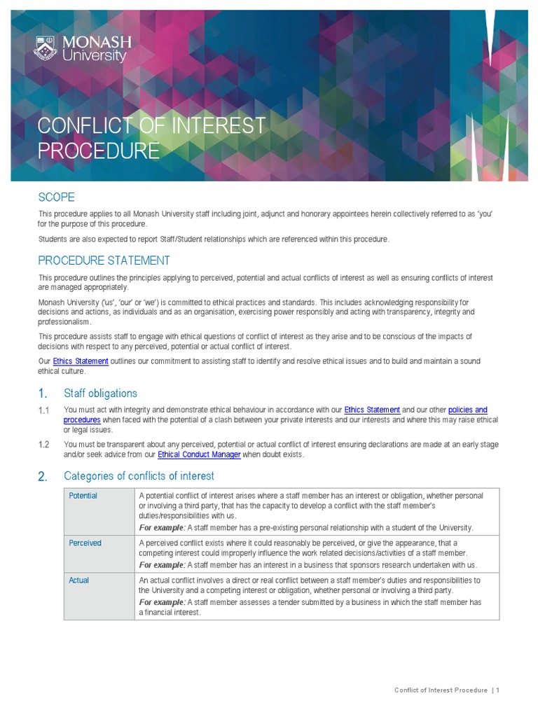 Conflict-of-Interest PROCEDURE | PDF | Conflict Of Interest | Whistleblower
