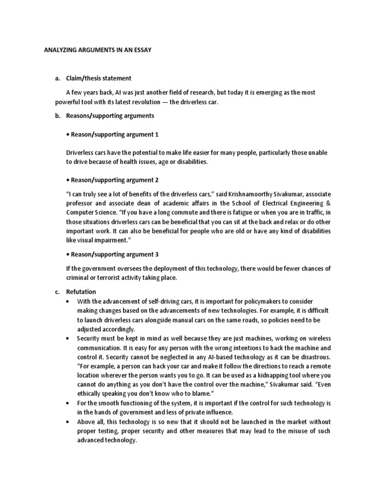 Analyzing Arguments on Driverless Cars | PDF | Artificial Intelligence ...