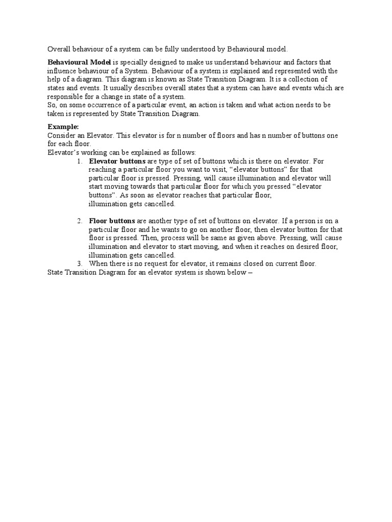 Behavioural Model | PDF | Elevator | Behavior