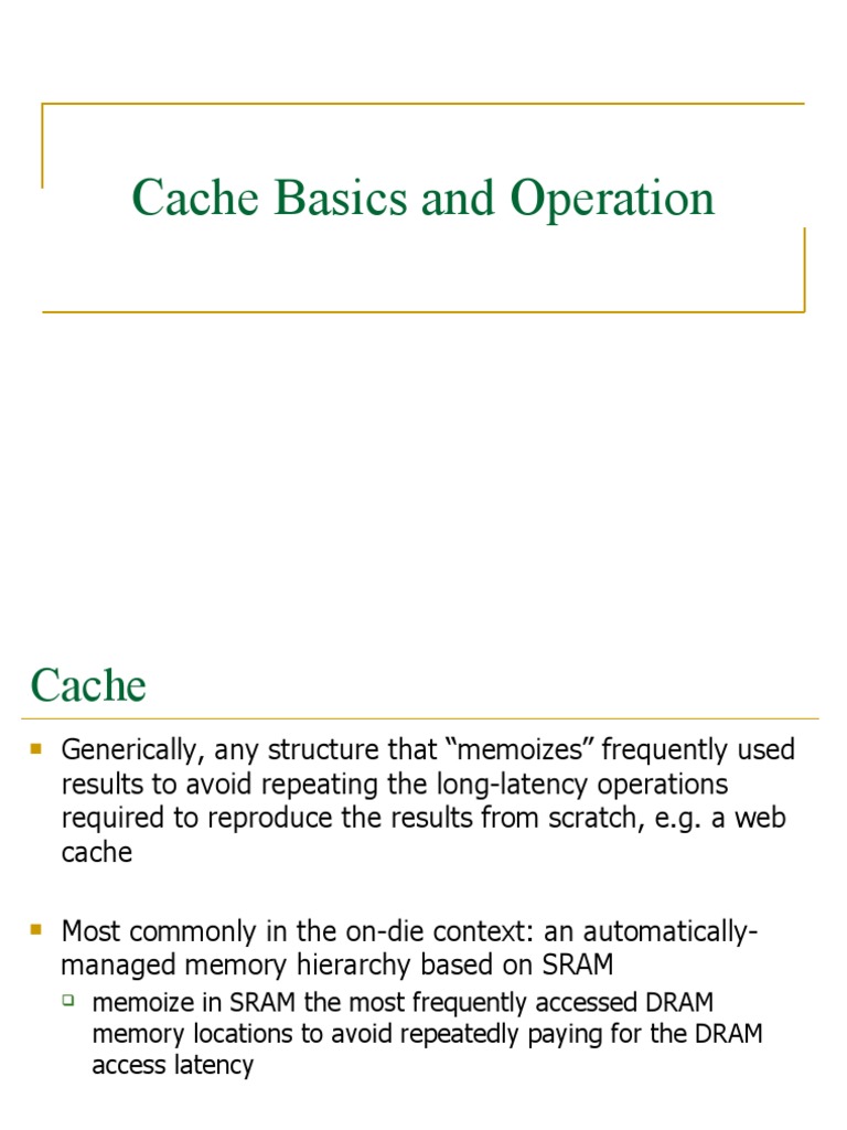 Cache Basics and Operation | Download Free PDF | Cpu Cache | Cache (Computing)